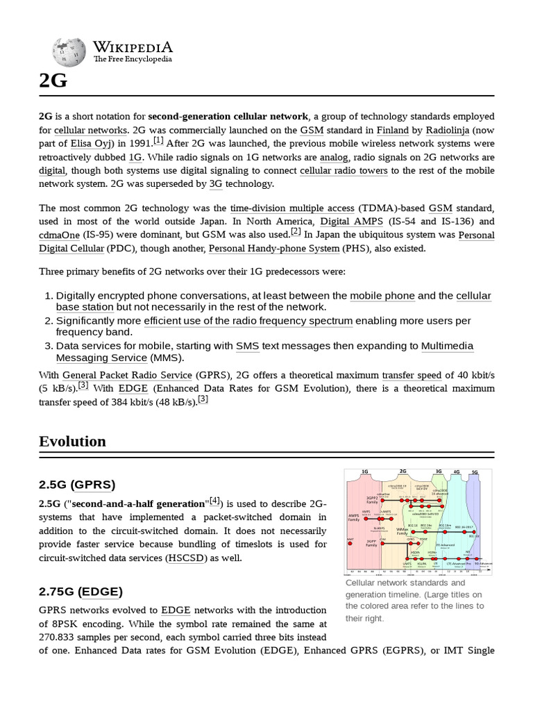 Evolution: 2G Is A Short Notation For Second-Generation Cellular ...