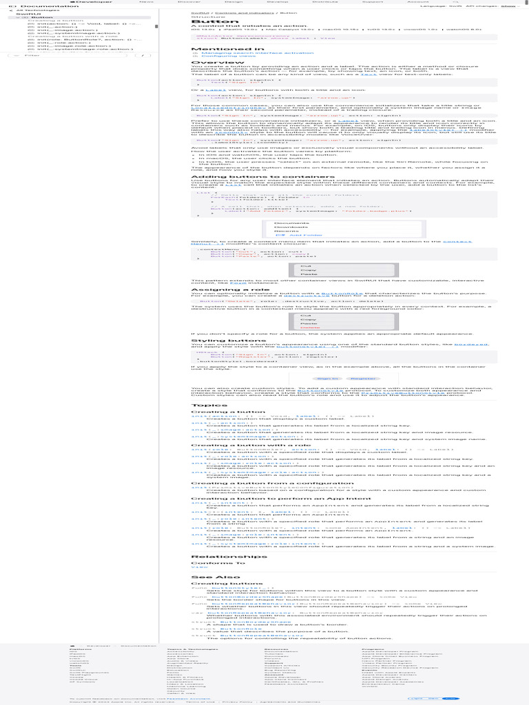 Button - Apple Developer Documentation | PDF