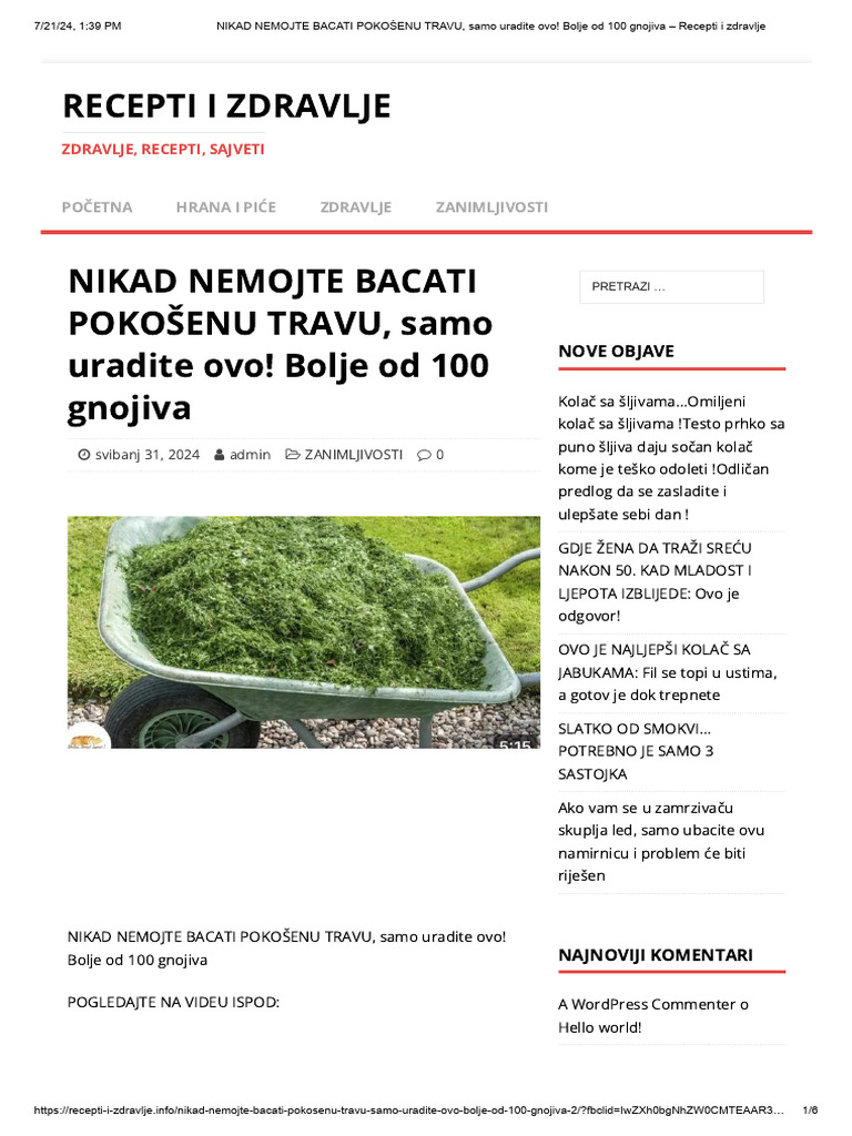 NIKAD NEMOJTE BACATI POKOŠENU TRAVU, Samo Uradite Ovo! Bolje Od 100 Gnojiva - Recepti I Zdravlje ...