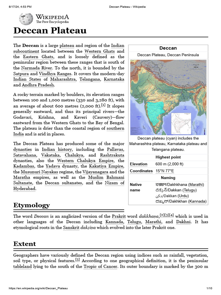 Deccan Plateau | PDF