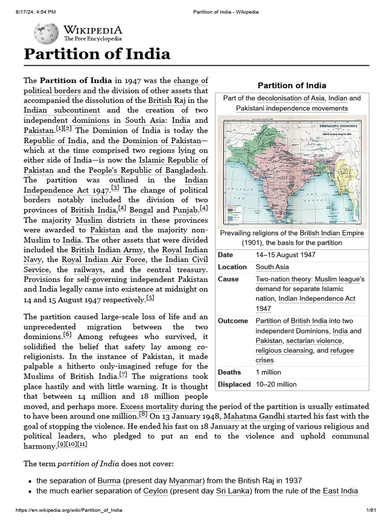 Partition of India | PDF | Partition Of India | Two Nation Theory