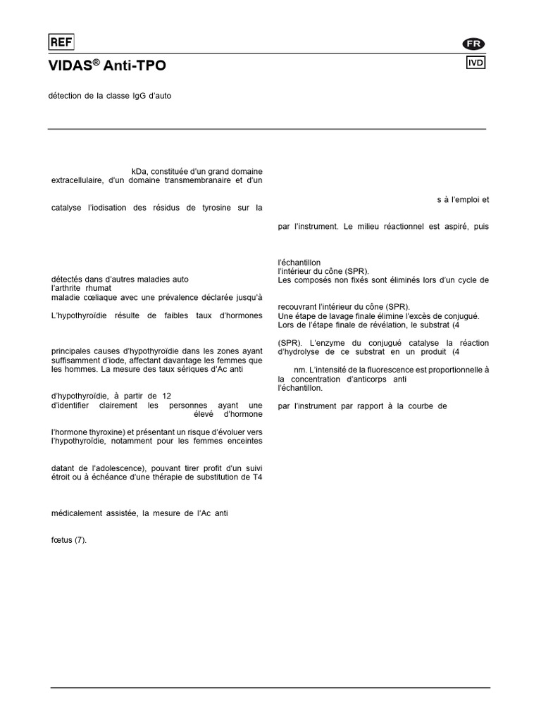 Biomérieux 30 461 Vidas Anti-TPO: (ATPO) | PDF