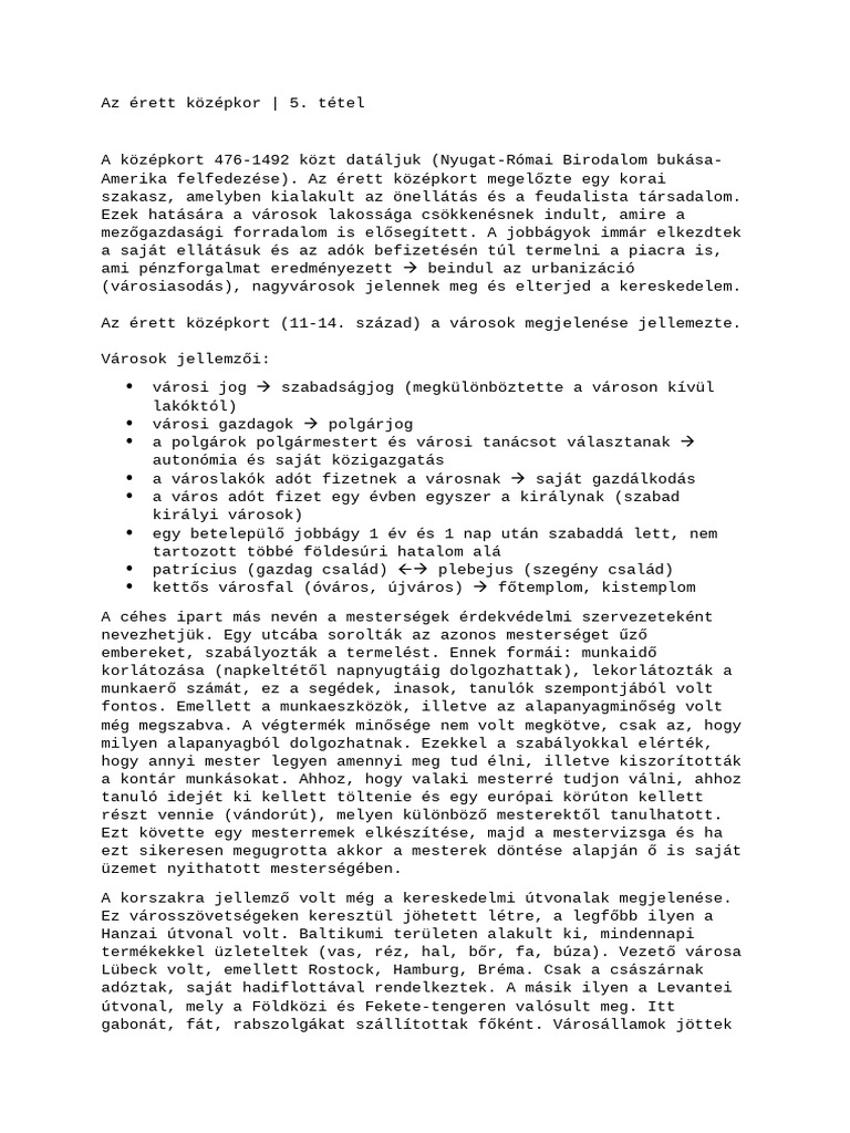 Az Érett Középkor | PDF