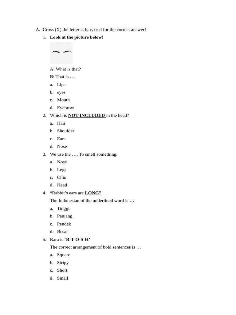 Soal Pas Bhs Inggris Kls 5 SD | PDF