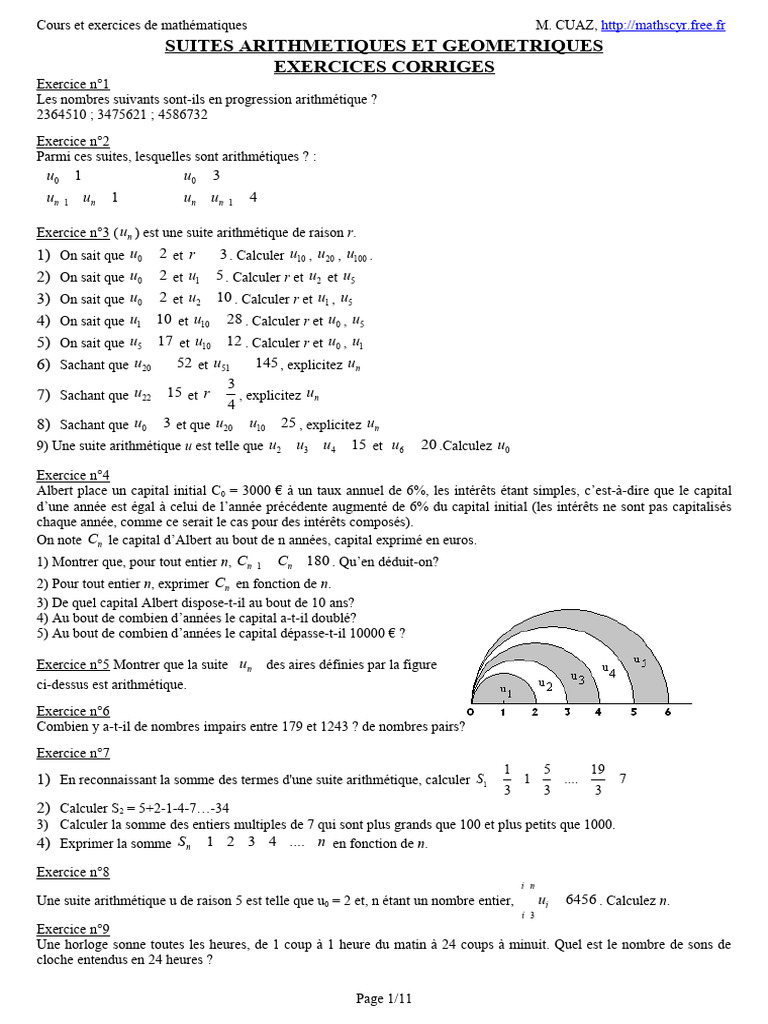 Exos Suites Arith Et Geom Et Corrige Bis.816 | PDF