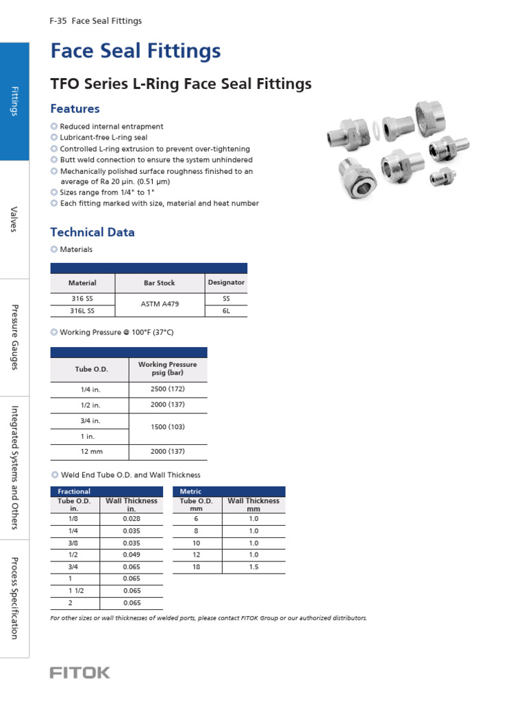 TFO Series L-Ring Face Seal Fittings EN | PDF | Leak | Welding