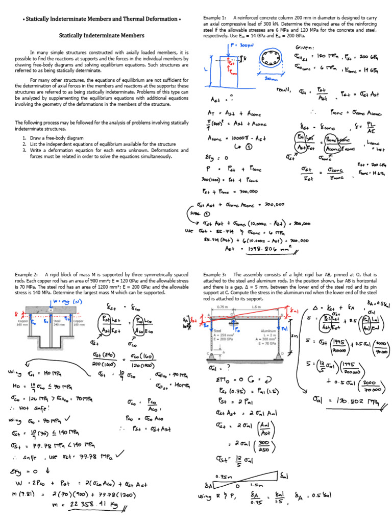 Module 4 Statically Indeterminate Members and Thermal Deformation Old | PDF