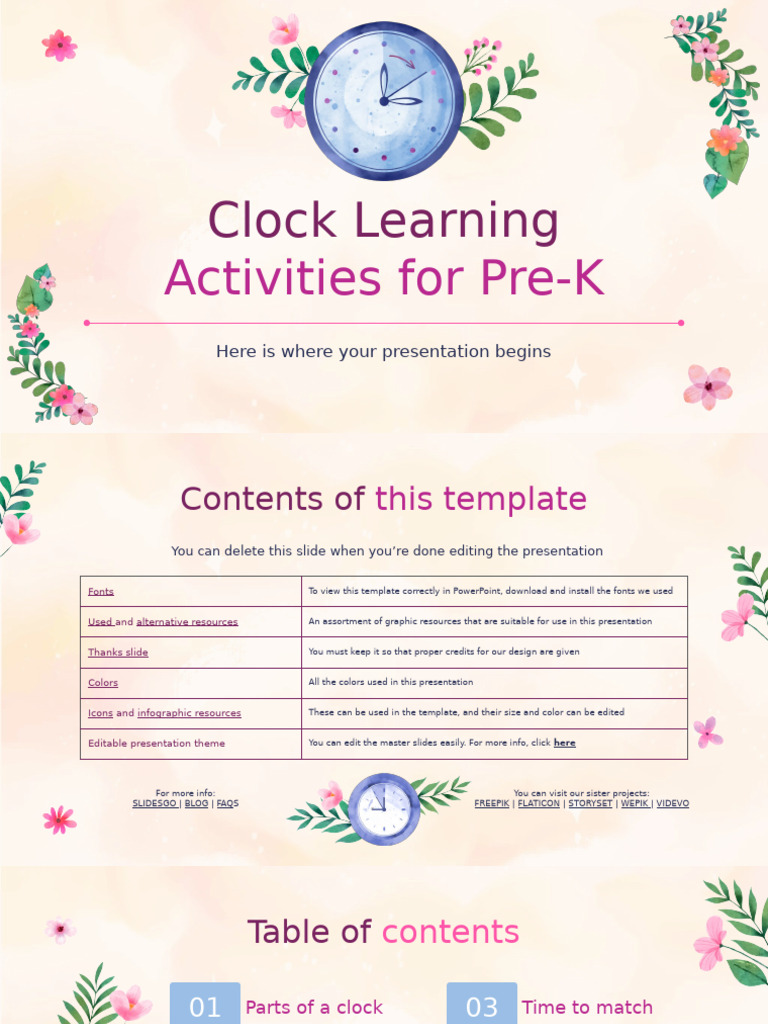 Clock Learning Activities For Pre-K by Slidesgo | PDF | Planets | Mercury (Planet)