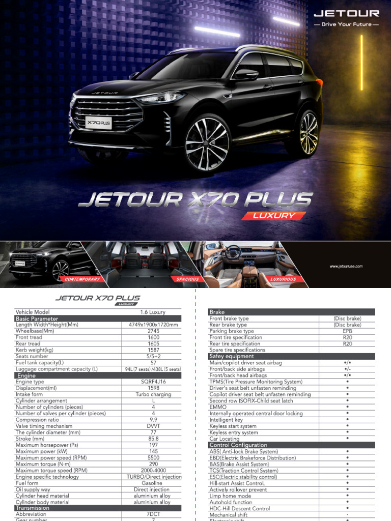 Jetour X70 Plus Luxury Spec 2024 | PDF