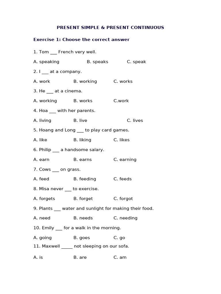 Present Simple & Present Continuous 2 | PDF