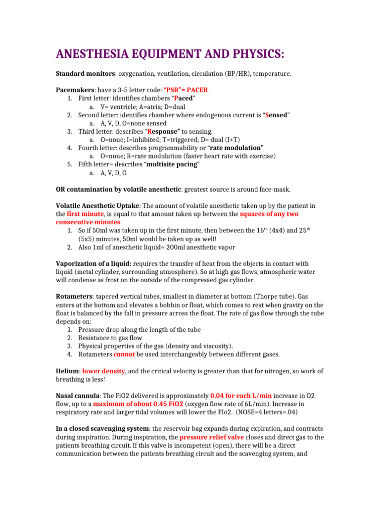 Anesthesia Question Review! | PDF