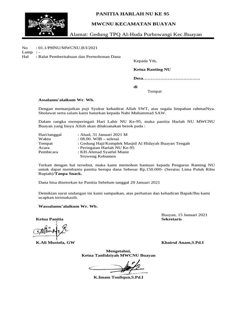 Undangan Panitia Harlah | PDF