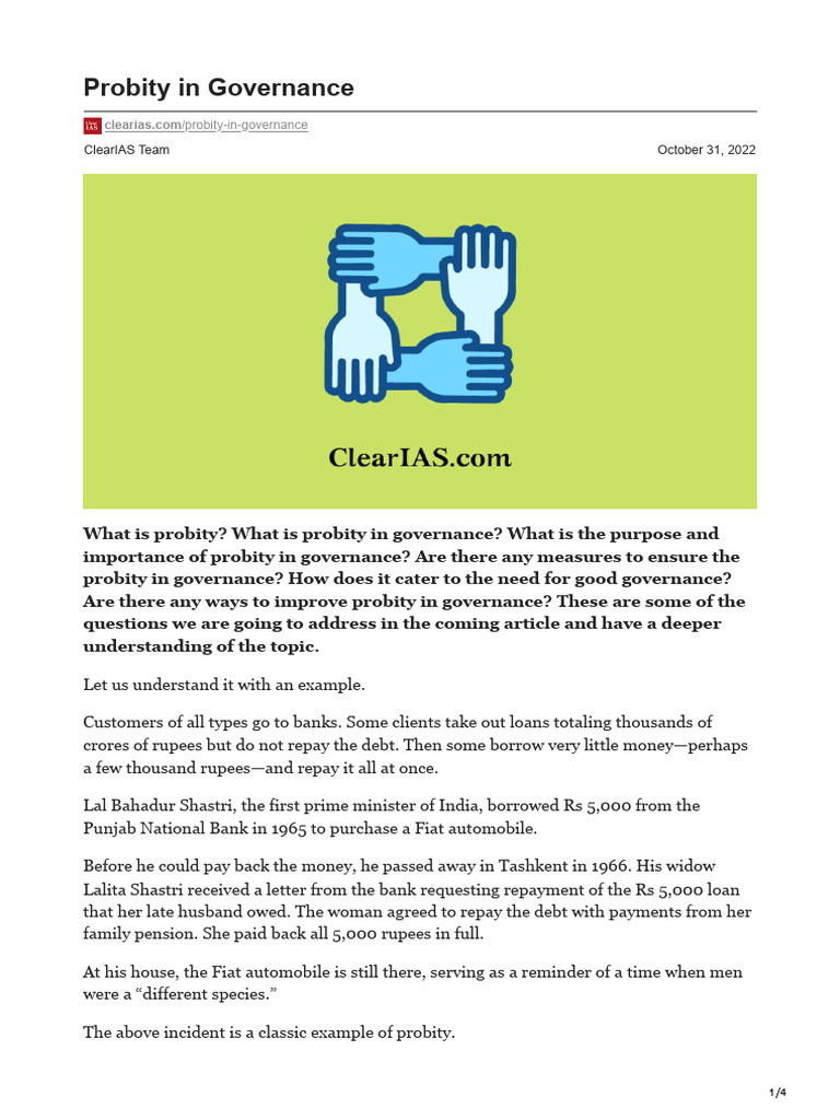 Probity in Governance | PDF