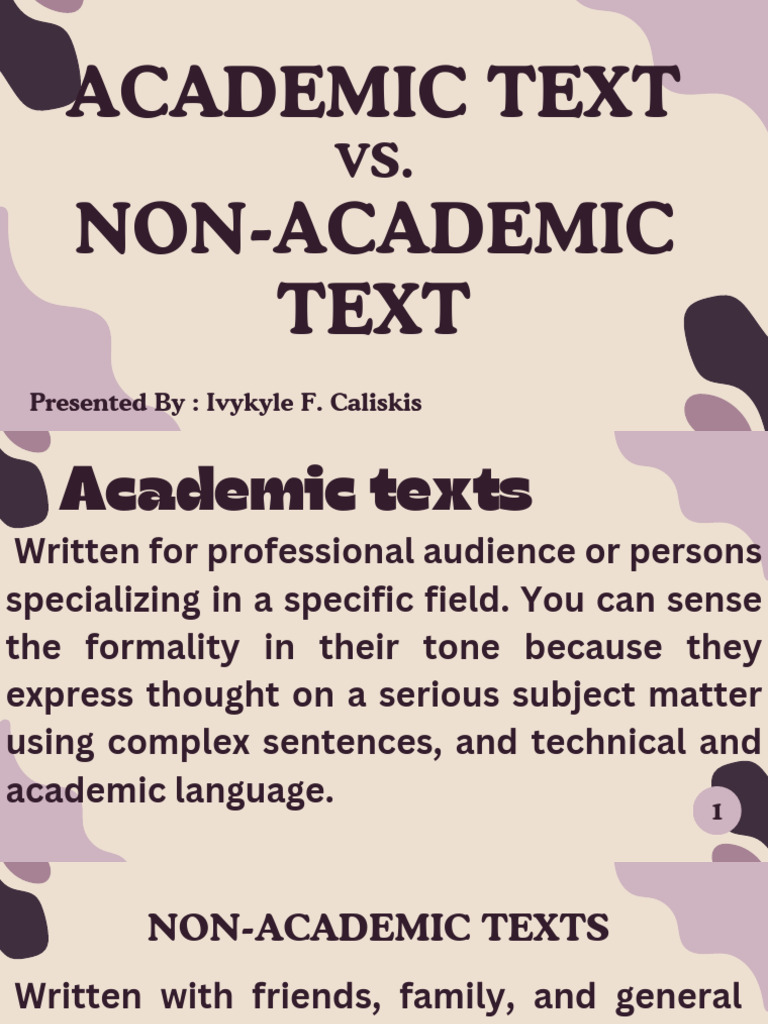Academic vs. Non-Academic Texts | PDF | Essays | Argument