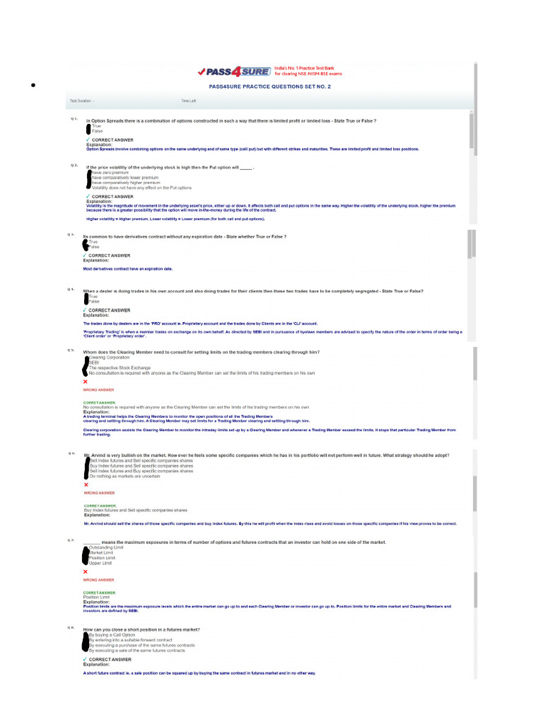 Mock Paper - 2 NISM 8 Equity and Derivatives | PDF