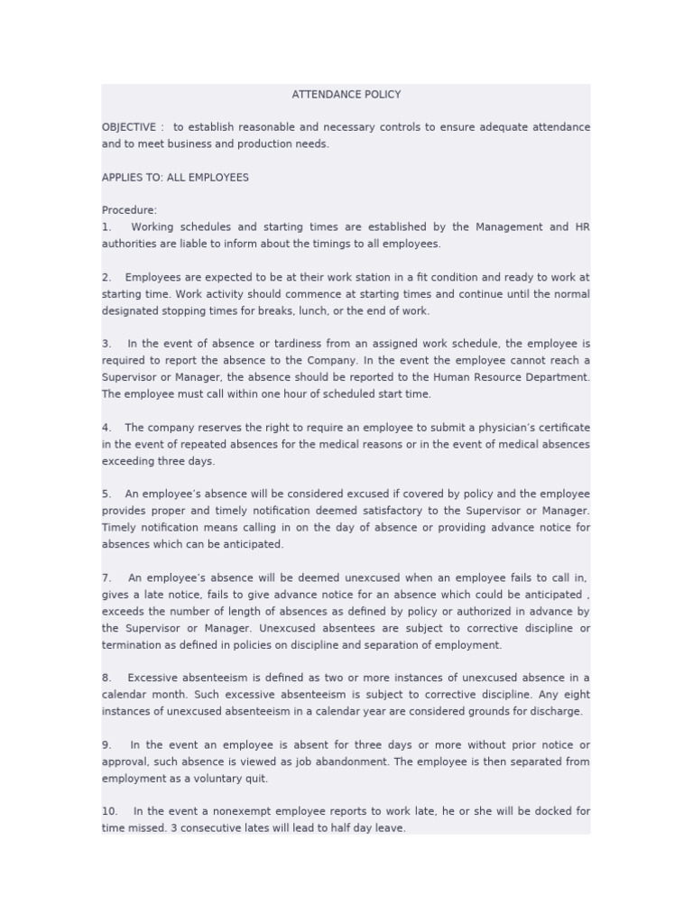 Attendance Policy | PDF