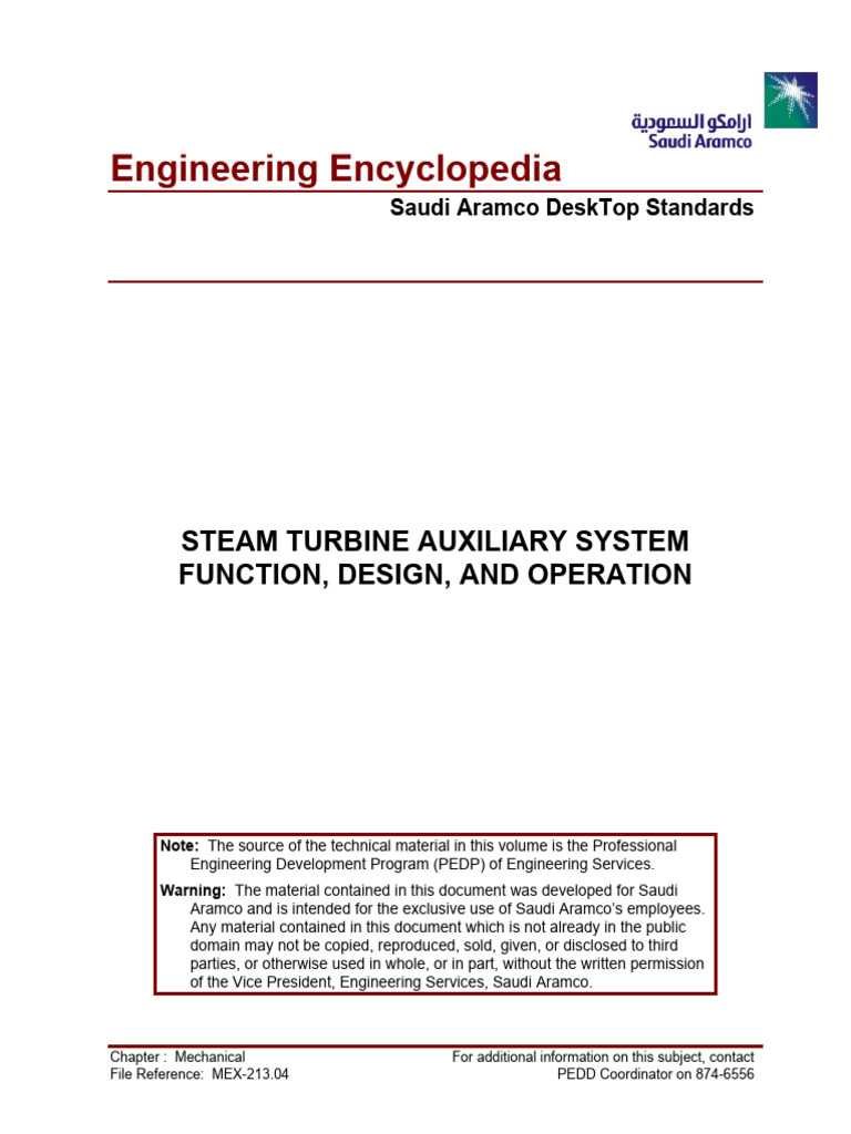 Steam Turbine Auxiliary System Function, Design and Operation | PDF