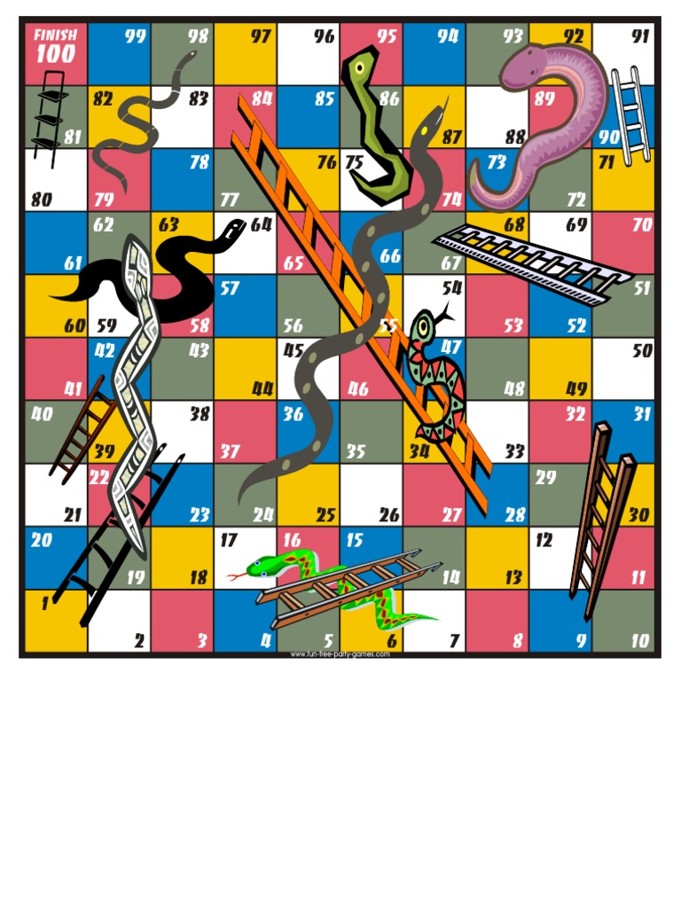 Game Board Snakes and Ladders Full A4 | PDF