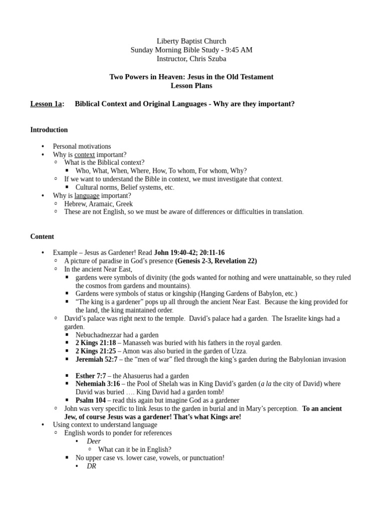 Two Powers - Lesson 1a - Biblical Context and Original Languages - Why ...