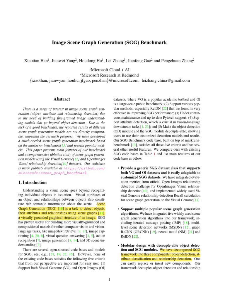 Image Scene Graph Generation (SGG) Benchmark | PDF