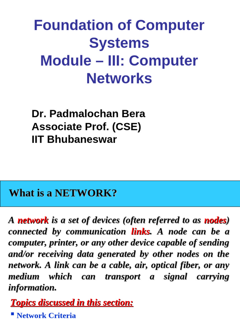 Lecture1 FCS DrBera Computer Networks | PDF