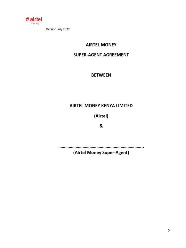 Airtel Money Super Agent Agreement | PDF | Indemnity | Legal Liability