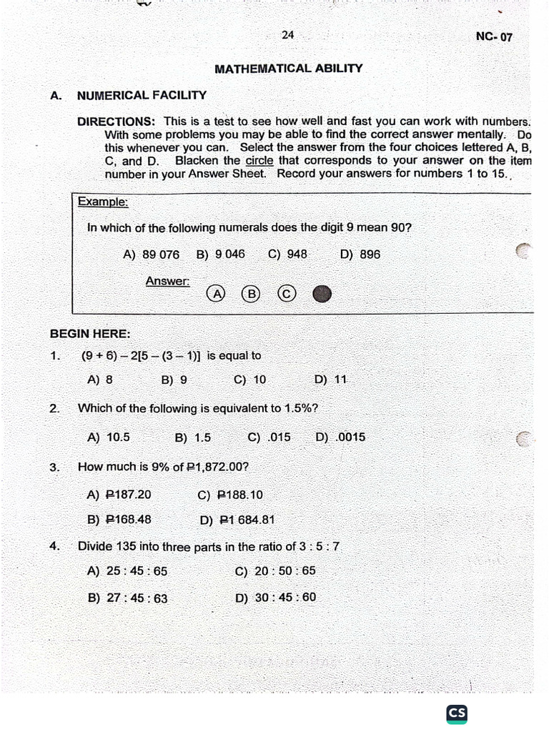 Math Reviewer Ncae | PDF