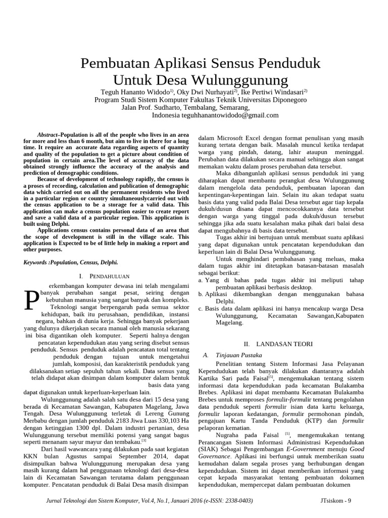 ID Pembuatan Aplikasi Sensus Penduduk Untuk | PDF