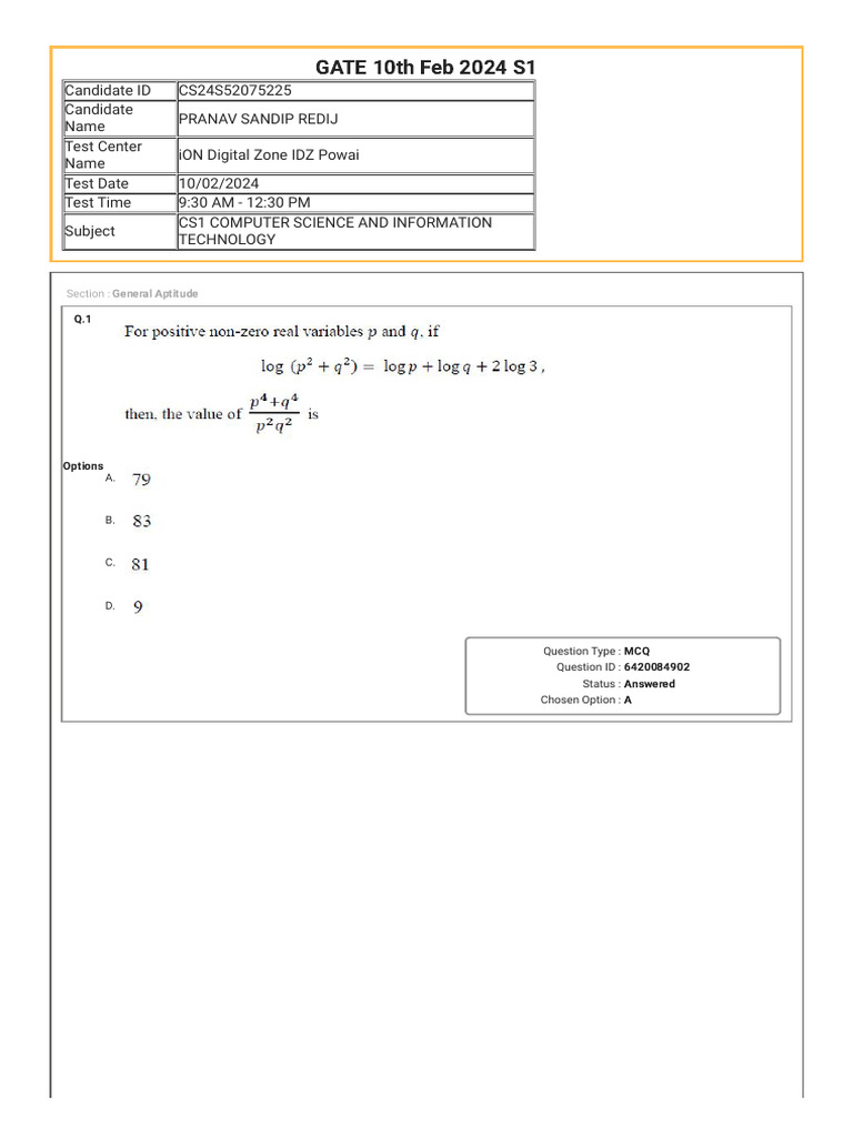 Cs Answer Key 2024 (43 Marks) | PDF
