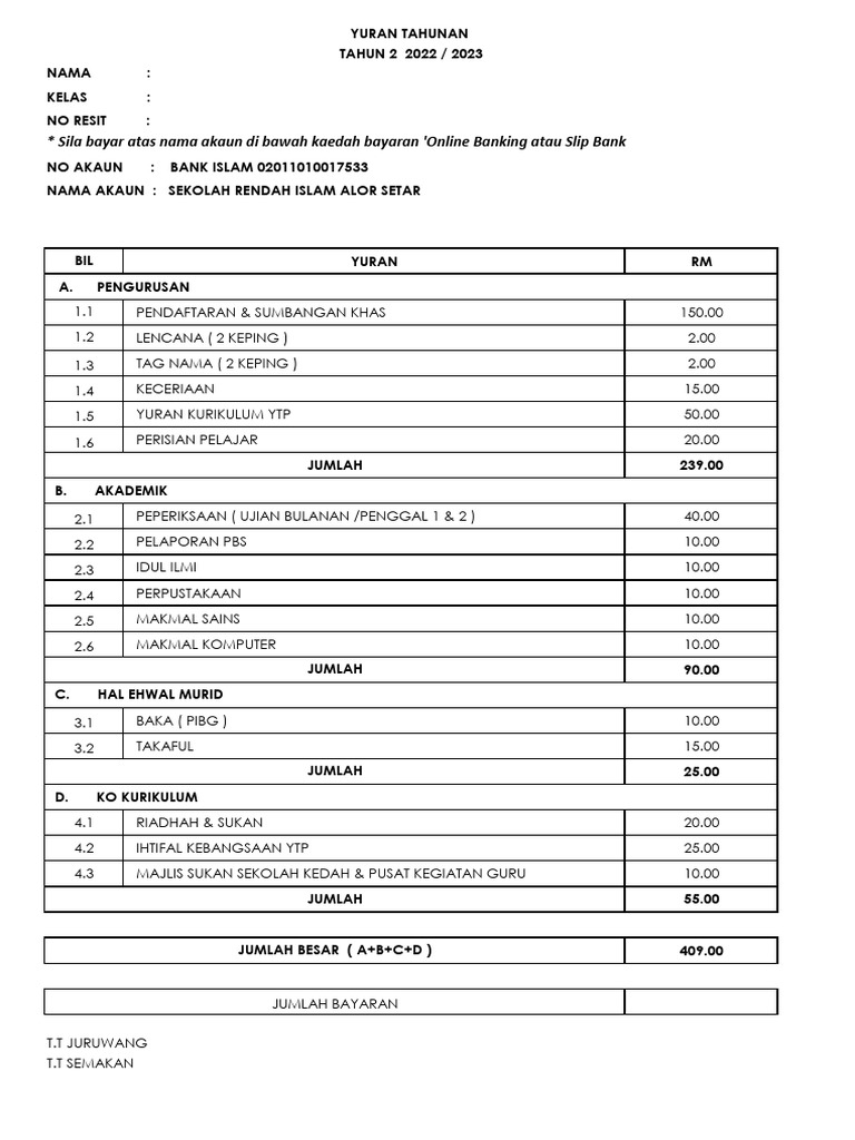Yuran Tahunan 2 2022 | PDF