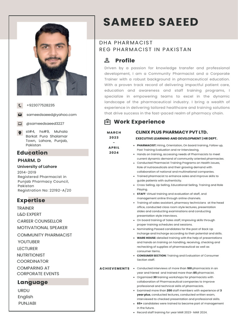 Sameed Saeed DHA Pharmacist | PDF