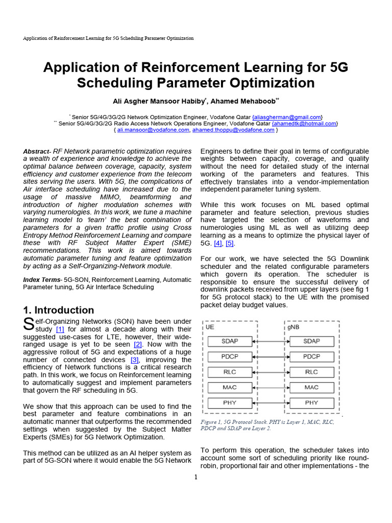 Application of Reinforcement Learning For 5G Scheduling Parameter ...