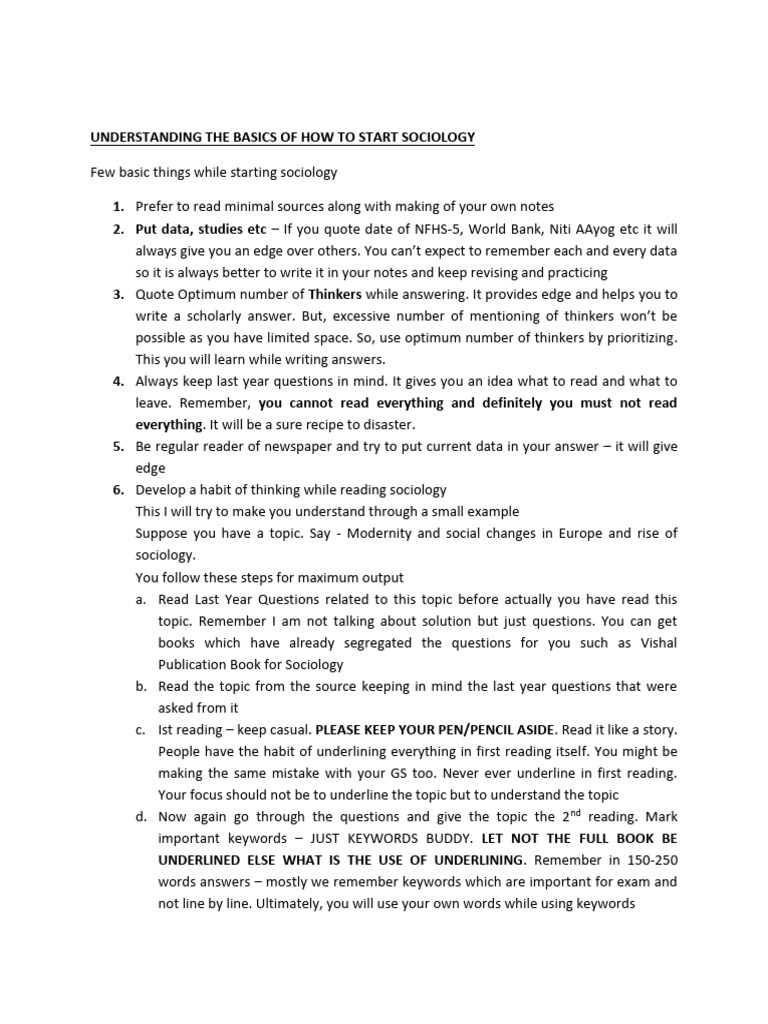 Understanding The Basics of How To Start Sociology | PDF