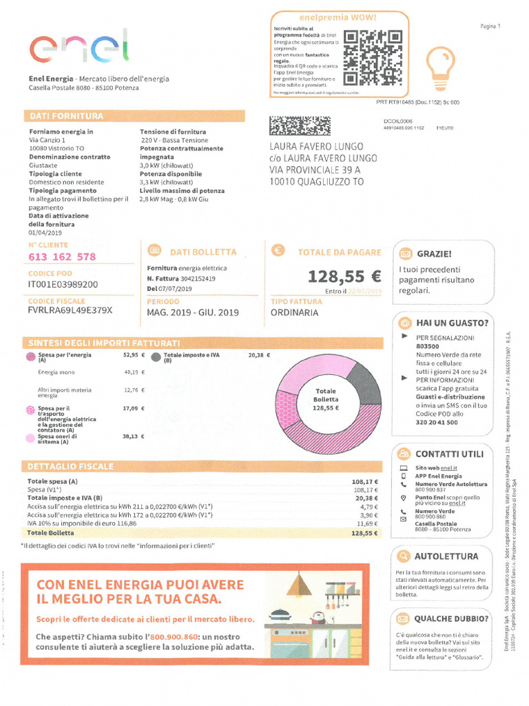 Fattura Enel 55453 | PDF