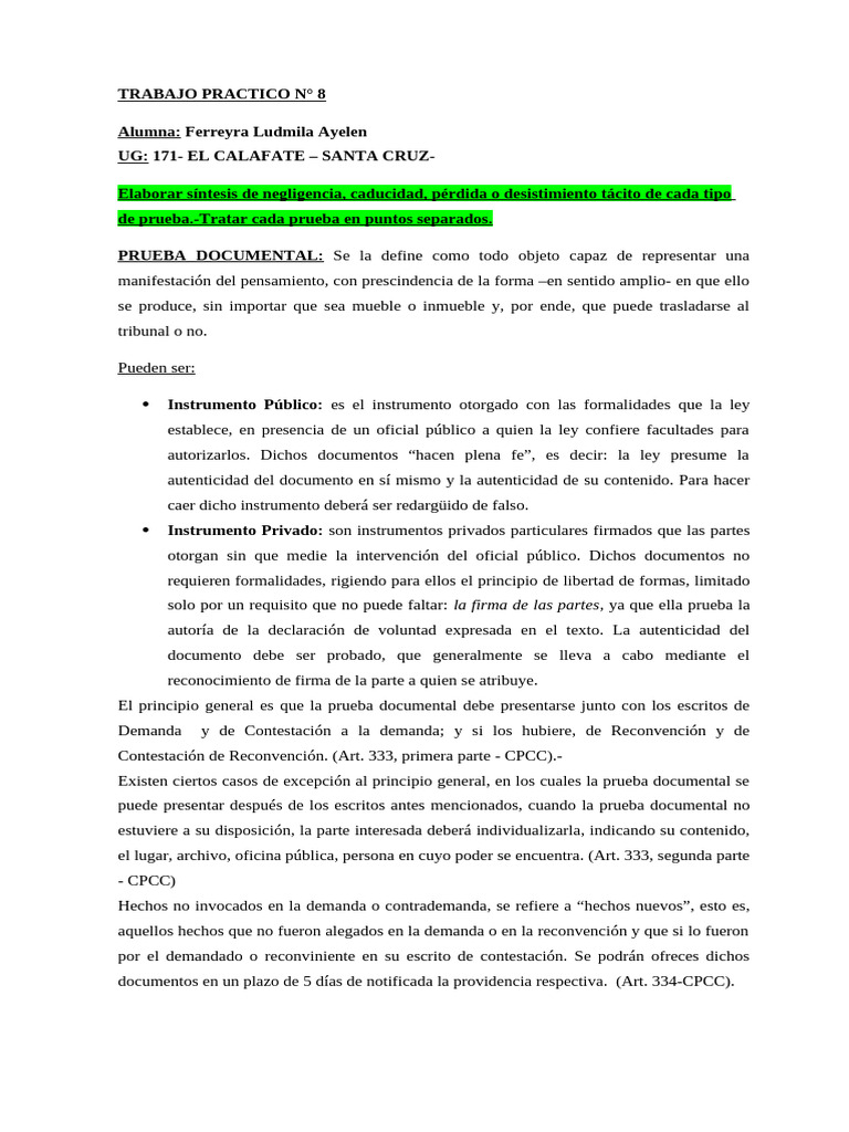 TRABAJO PRACTICO #8 Ferreyra Ludmila | PDF