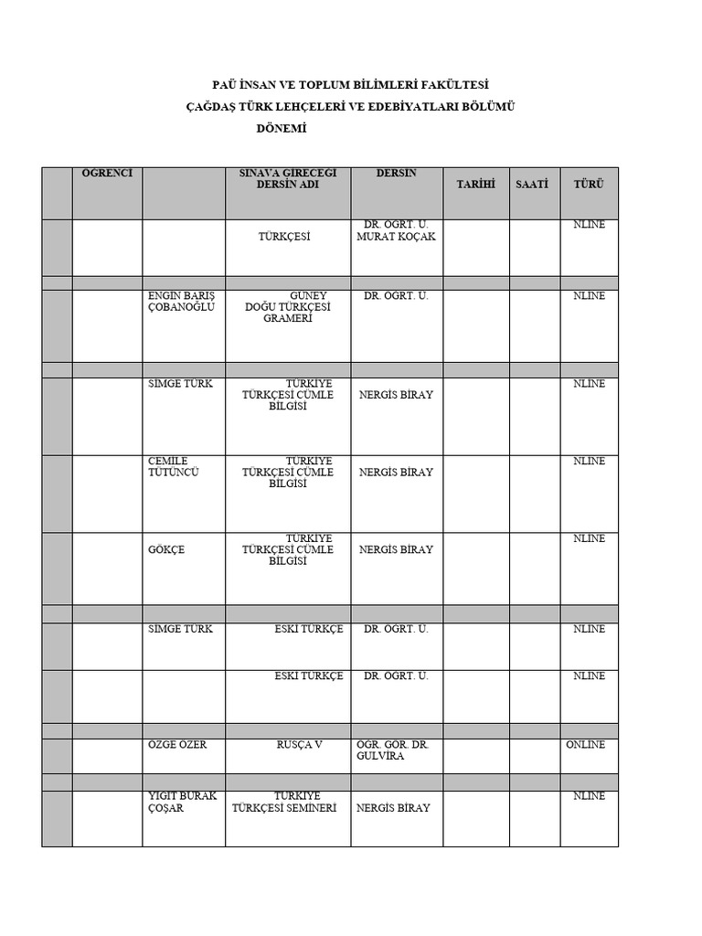 2022-2023 ÇTL Yaz Dönemi̇ 3 Ders Sinav Programi 21.07.2023 PDF | PDF