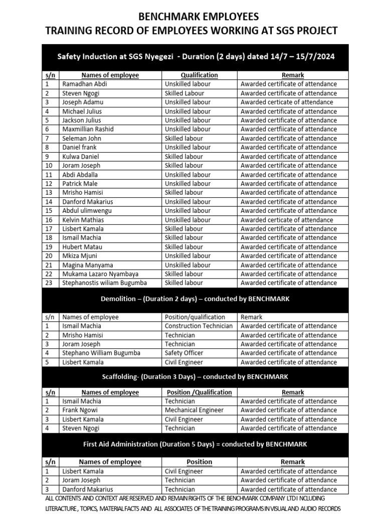 Benchmark Sgs | PDF