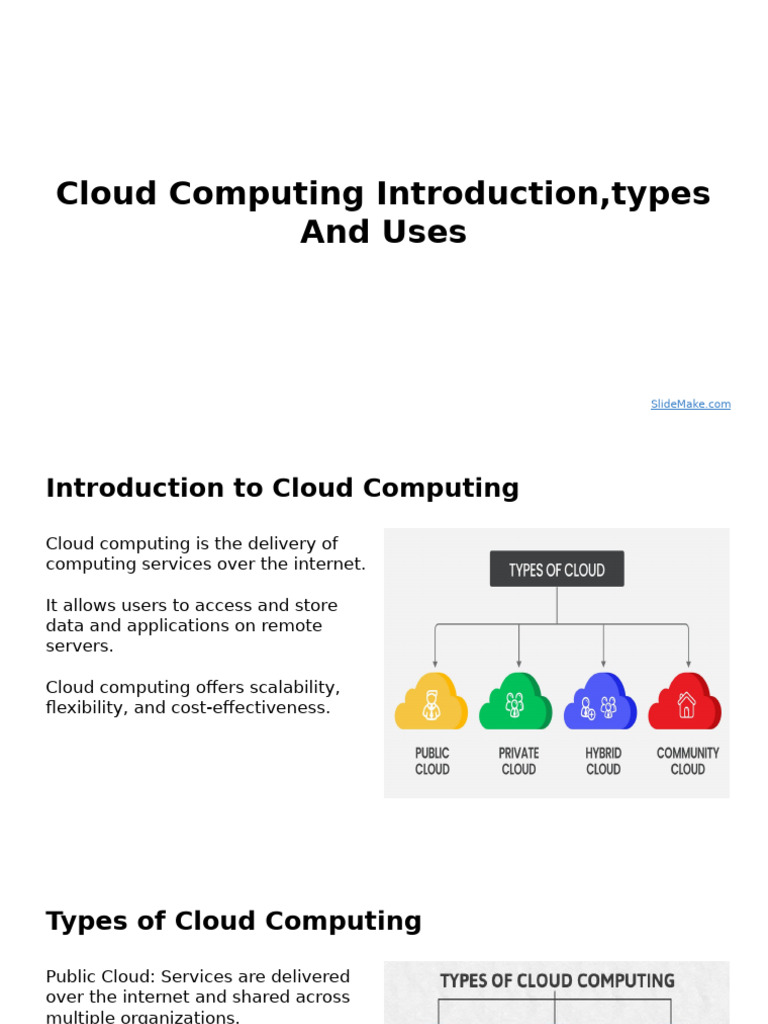 Cloud Computing Introduction, Types and Uses | PDF