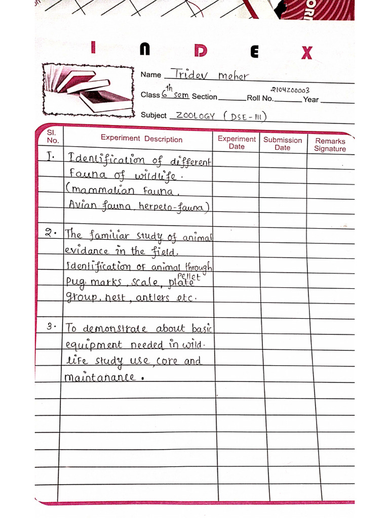 Wildlife Practical (Dse-3) | PDF