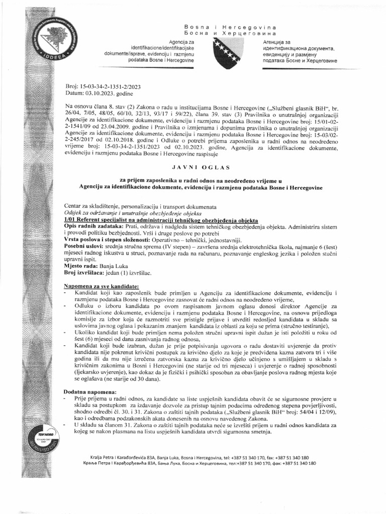 Tekst Javnog Oglasa | PDF