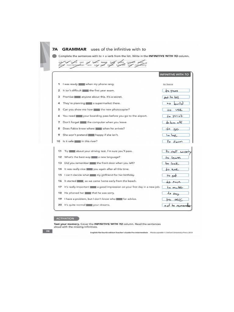 7a - Grammar Worksheet | PDF