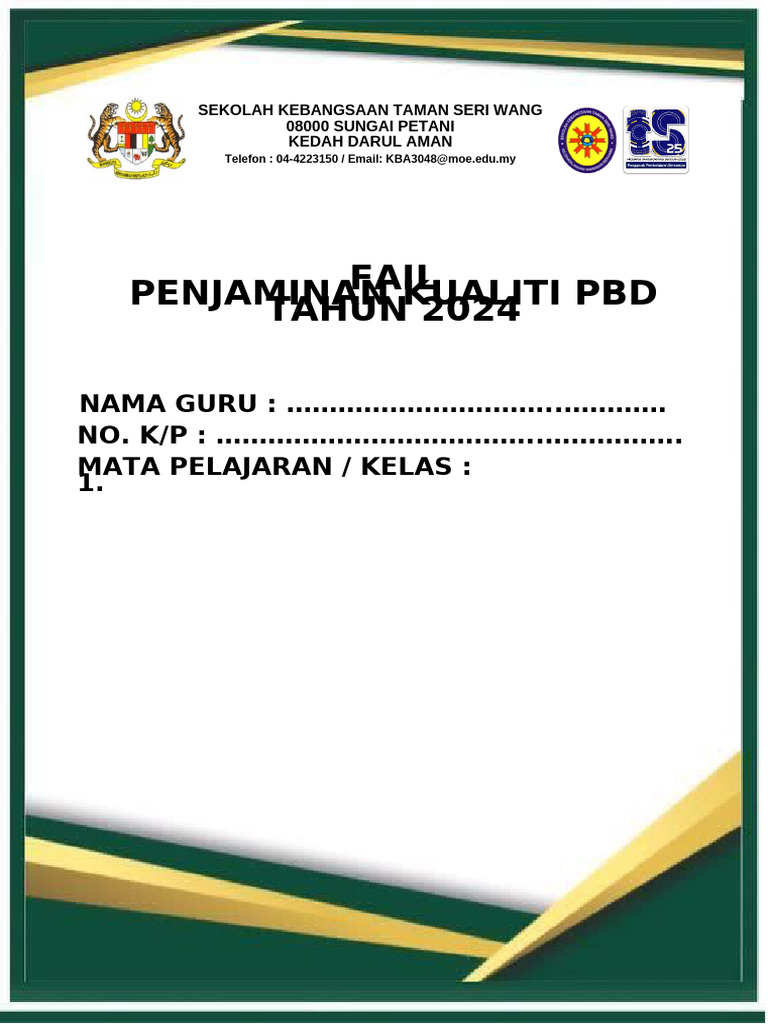 Cover Fail Penjaminan Kualiti PBD 2024 | PDF
