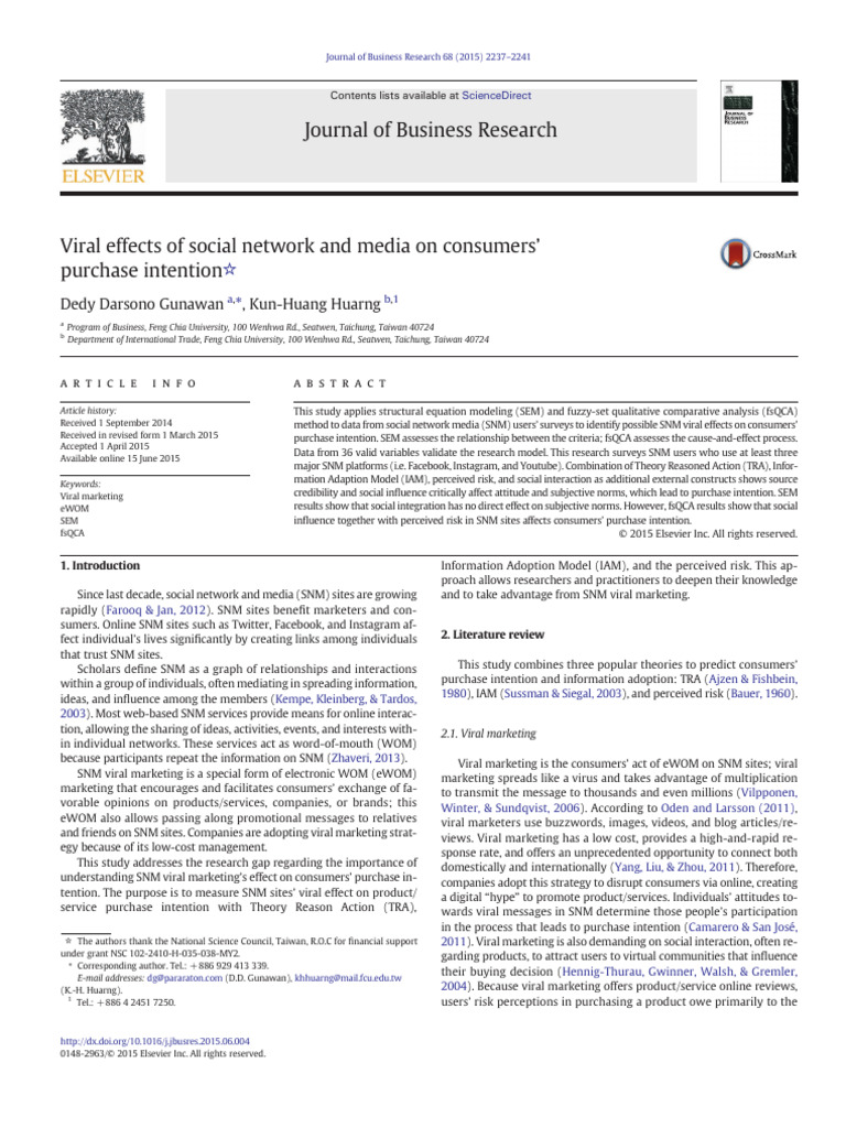 Dedy, Viral Effects of Social Network and Media On CPT Sample Paper For ...