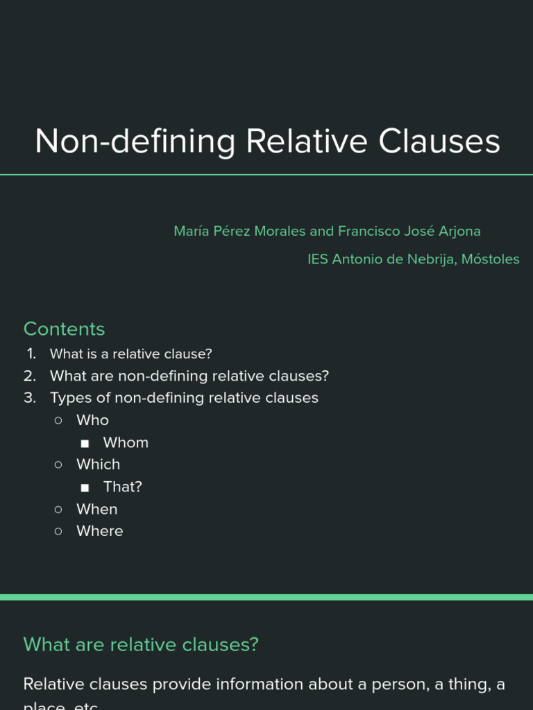 Non-Defining Relative Clauses | PDF