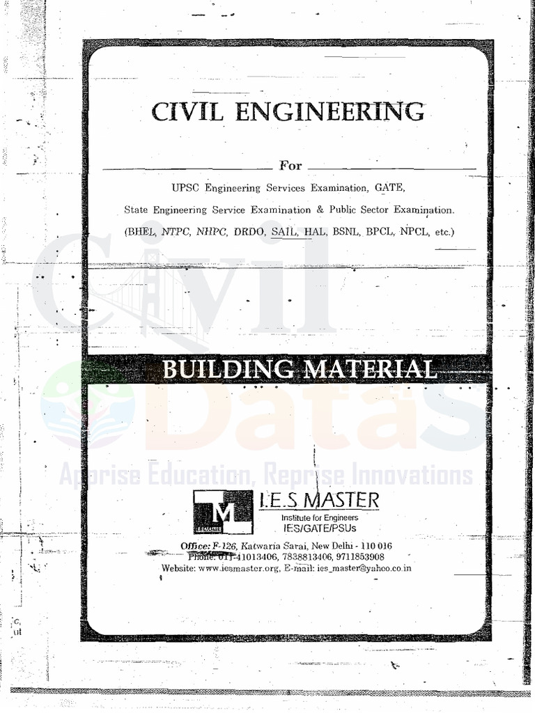 (GATE IES PSU) IES MASTER Building Materials Study Material Fo - by ...