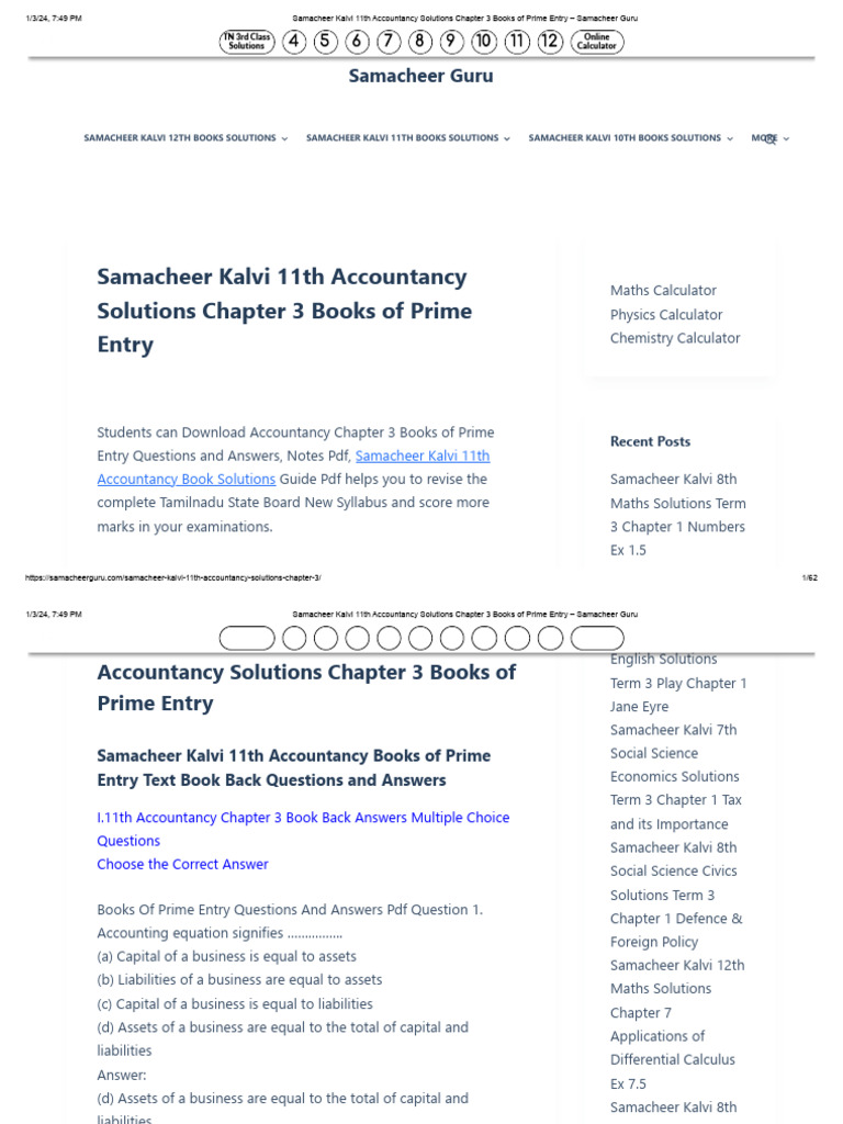 Samacheer Kalvi 11th Accountancy Solutions Chapter 3 Books of Prime ...
