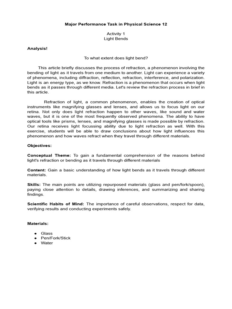 Major Performance Task | PDF