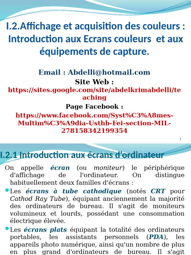 Systèmes Multimédia - Cours 3a | PDF