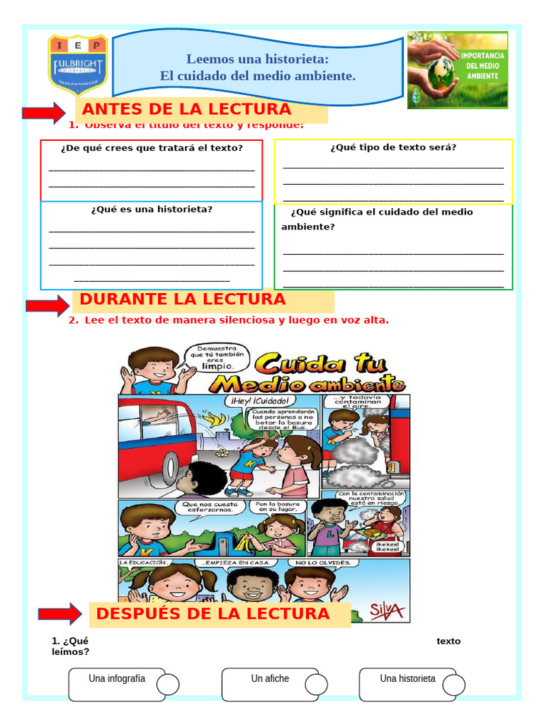 Ficha Comu 16 08 24 Leemos Una Historieta Del Medio Ambiente Pdf