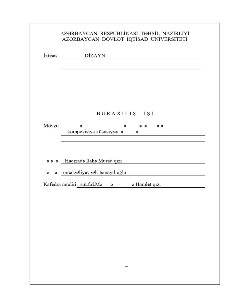 Az Rbaycan Dekorativ T Tbiqi S N T Sah L Rinin Kompozisiya X Susiyy TL Rinin T Hlili | PDF